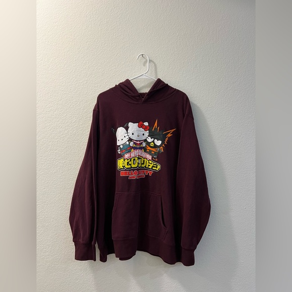 Other | Hello Kitty My Hero Academia Maroon Hoodie | Poshmark